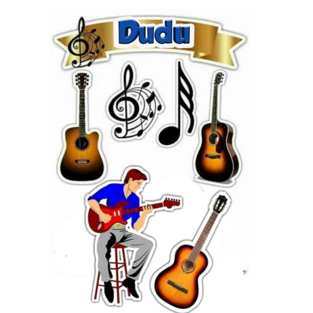 Jual Topper Cake Custom Ucapan Nama tema Music Gitar Melodi | Shopee ...
