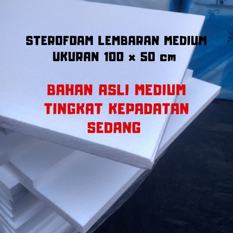 Jual styrofoam lembaran / papan sterofoam medium ukuran 100 x 50 cm ...