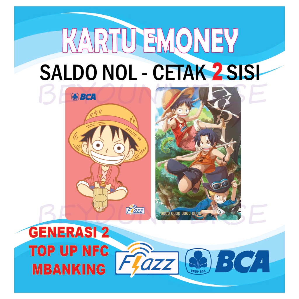 Jual Kartu Flazz BCA gen 2 / MANDIRI E-money One Piece Monkey d Luffy Chibbi Kartun Cute Kartu ...