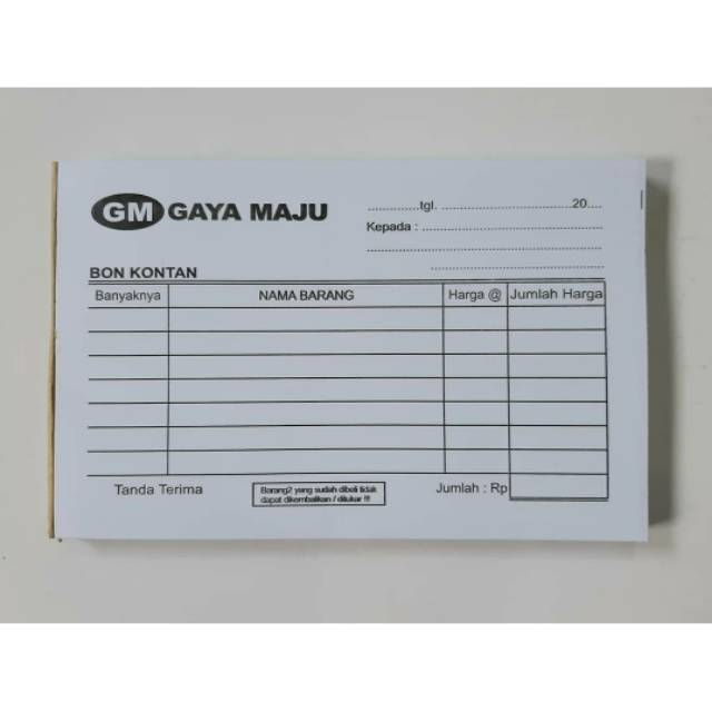 Jual CETAK NOTA / BON FAKTUR RANGKAP 1 / ISI 100LBR Indonesia|Shopee ...