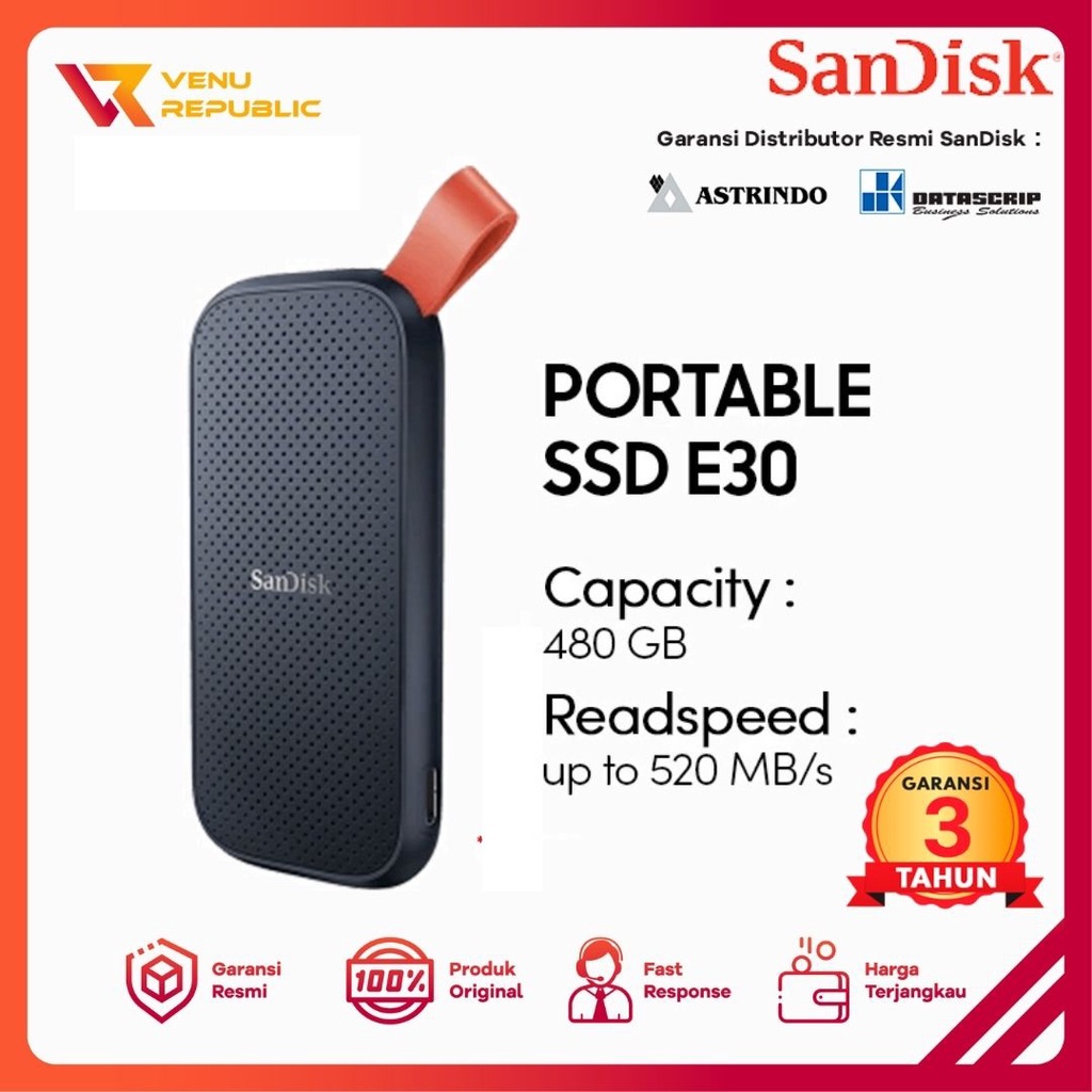Jual Portable SSD 480GB Sandisk Extreme E30 I Speed 520mbps - Garansi ...