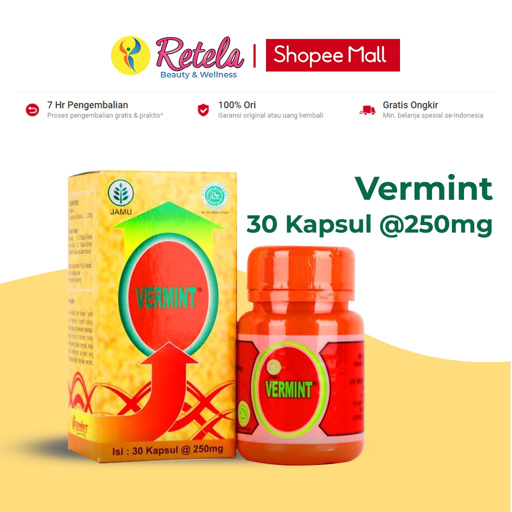 Jual Vermint Kapsul Cacing Kering - 30 Kapsul Obat Tipus, Demam ...