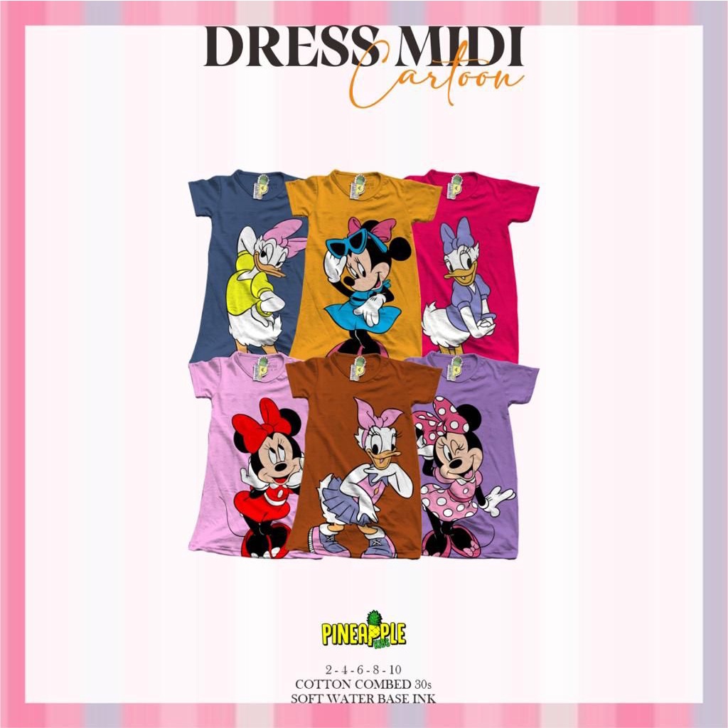 Jual Dress Midi Cartoon - Dress Anak 2-8 Tahun Pineapple Kids | Shopee ...
