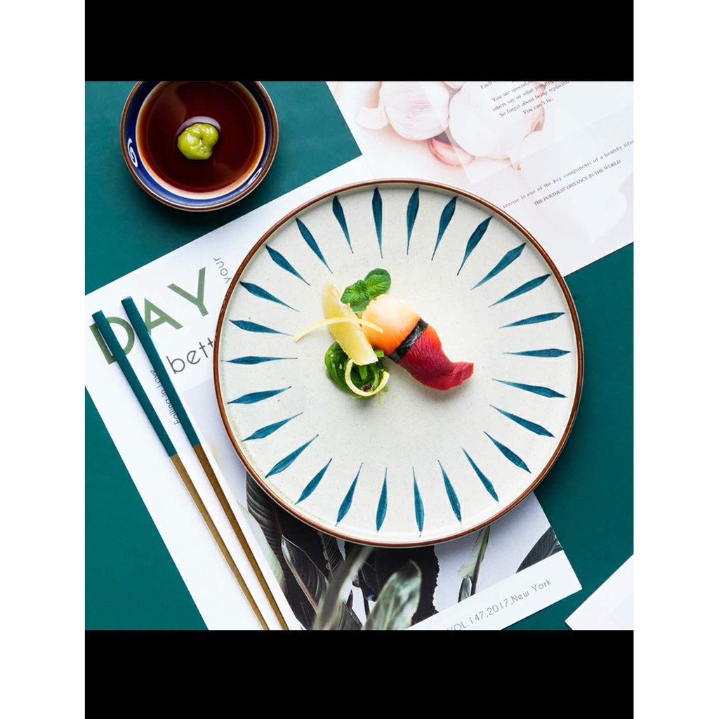 Jual Piring Keramik Bulat Motif Rumput Bahan Tebal Tahan Lama Bisa ...