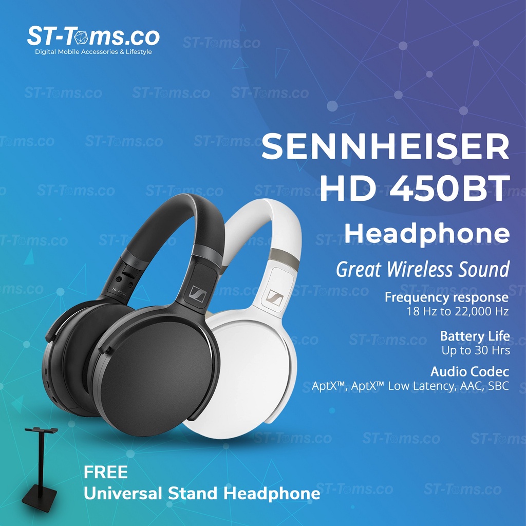 Jual Sennheiser HD450BT / HD 450BT / HD 450 BT Bluetooth Headphone with ANC | Shopee Indonesia