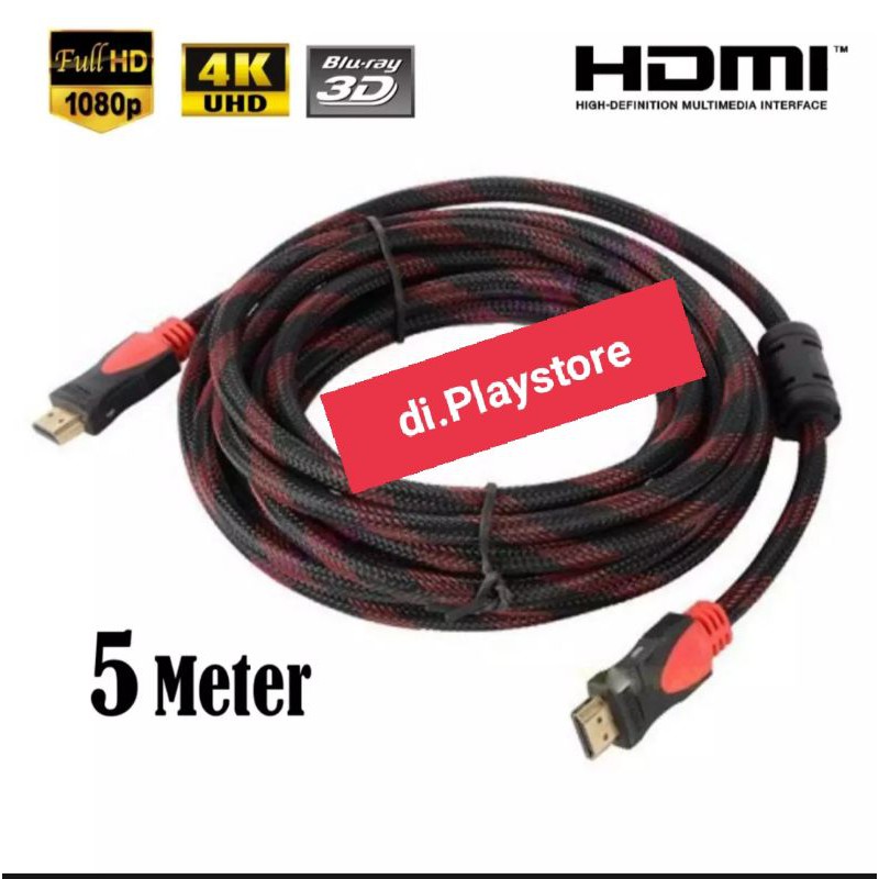 Jual Kabel HDMI 5 Meter Serat Jaring Cable 5M High Speed Quality Penghubung Layar TV komputer ...
