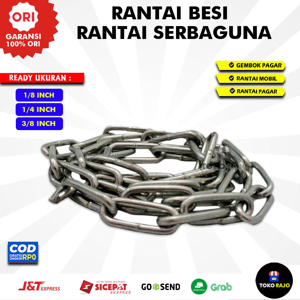 Jual Rantai Gembok Pagar Besi Rumah Rantai Kapal Ukuran Besar 1/8, 1/4 ...
