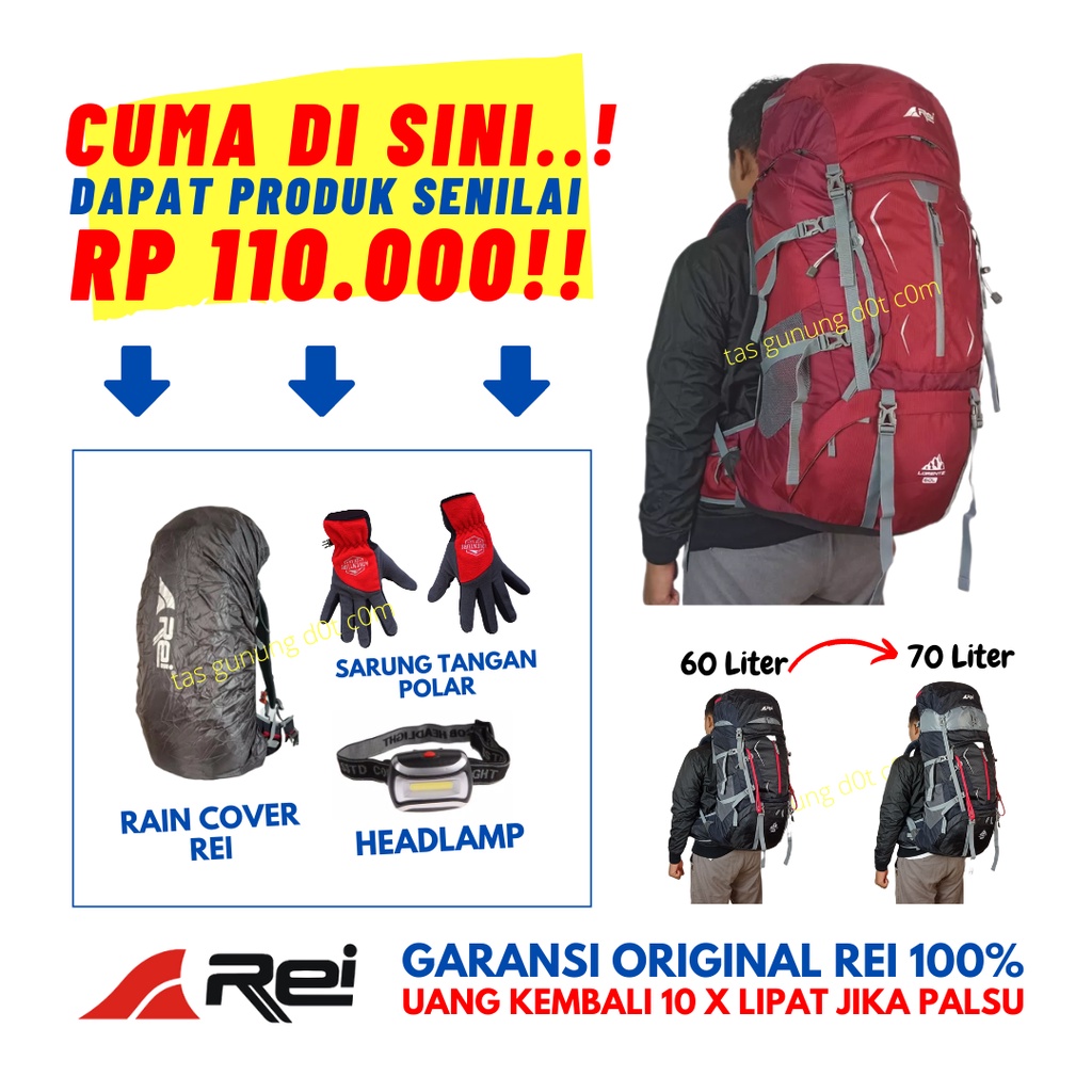 Jual Tas Carrier Rei 60 Liter Original Lorentz | Tas Gunung Arei Outdoor Ori 60 L Ransel Hiking ...