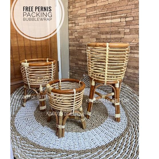 Jual Paling Diminati! Standing pot rotan aesthetic/pot bunga kekinian ...
