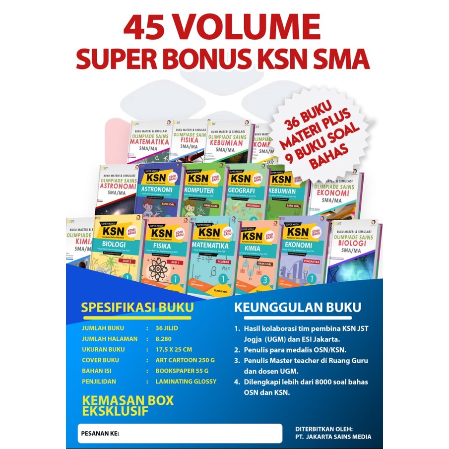 Jual BUKU SUPER MDOUL KSN - OSN SMA/MA 45 Jilid. Penulis JASMEDIA | Shopee Indonesia