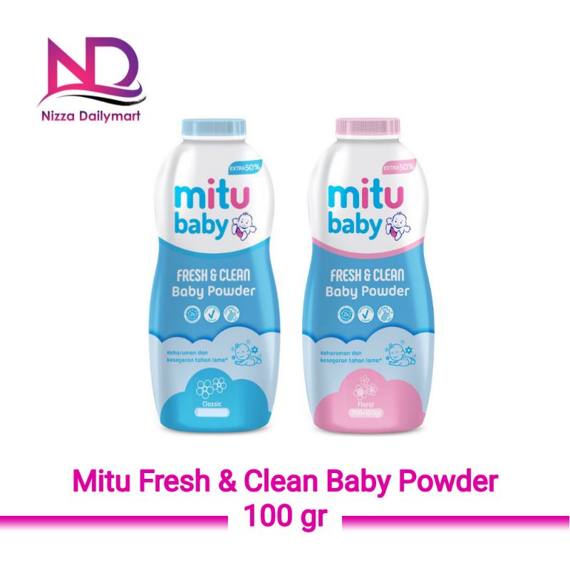 Jual Mitu Baby Powder Fresh & Clean Baby Powder 100+50 gr | Shopee ...