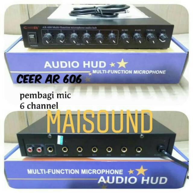 Jual MIC Spliter cabang 6 audio CEER AR 606 pembagi mic 6 channel Ceer ...