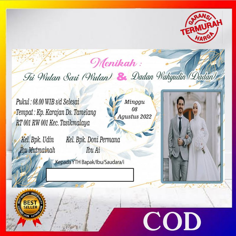 Jual undangan mini pernikahan undangan kopi cetak 2 sisi pakai denah ...