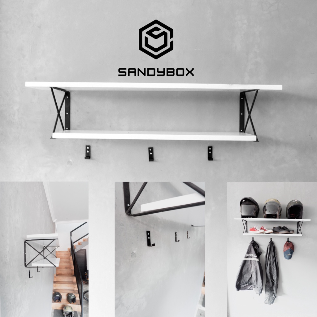 Jual Rak dinding gantungan baju dan jaket, rak penyimpanan helm sepatu ...