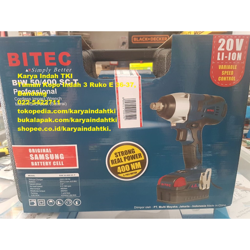 Jual Bitec BIW 50/400 SC-T Mesin Buka Baut Cordless Impact Wrench Baterai 600Nm 400Nm | Shopee ...