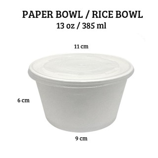 Paper Bowl 600 ml + Tutup, Mangkok Kertas, Rice Bowl, Kemasan Makanan ...