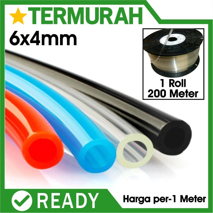 Jual selang pu 6x4mm meteran 6 x 4 mm 6x4 PolyUrethane PNEUMATIC angin hose siram irigasi ...