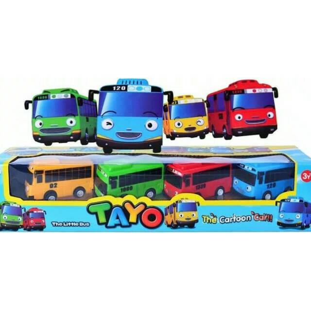 Jual Mobil Bus Tayo Set 4 pcs merah hijau kuning biru | Shopee Indonesia