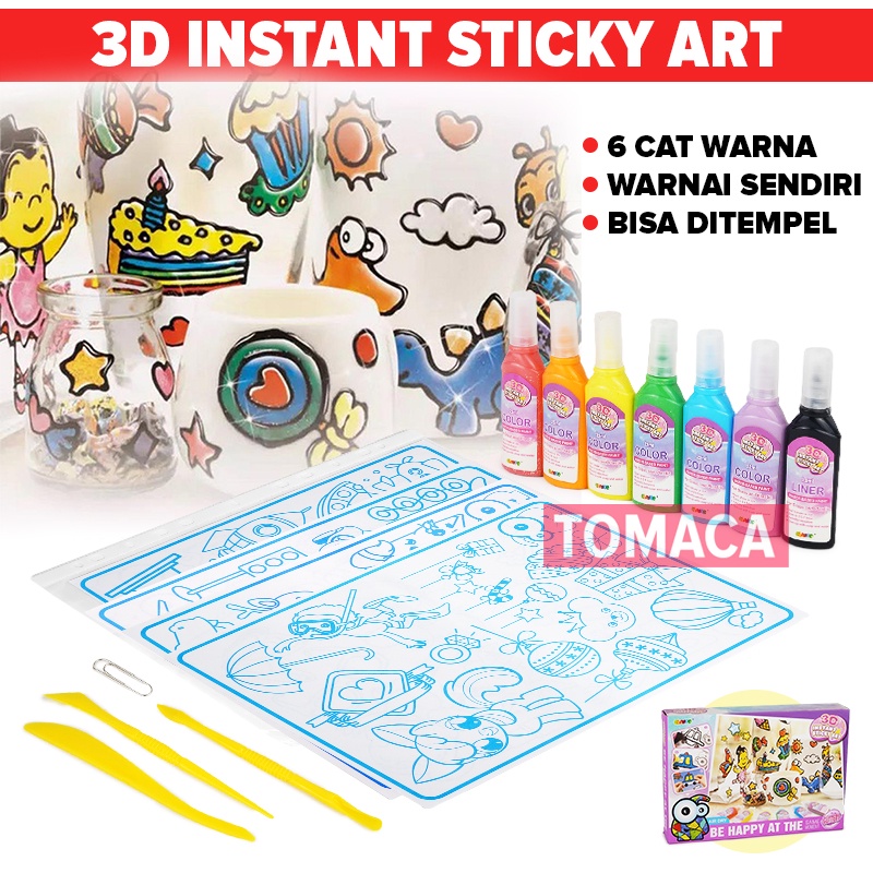 Jual Mainan Anak 3D Instant Sticky Art Edukasi Tempel Gambar Warna ...