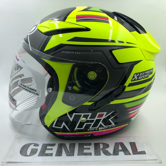 Jual Helm NHK R1 Motif Rainbow Yellow Fluorecent Silver Kuning Stabilo ...
