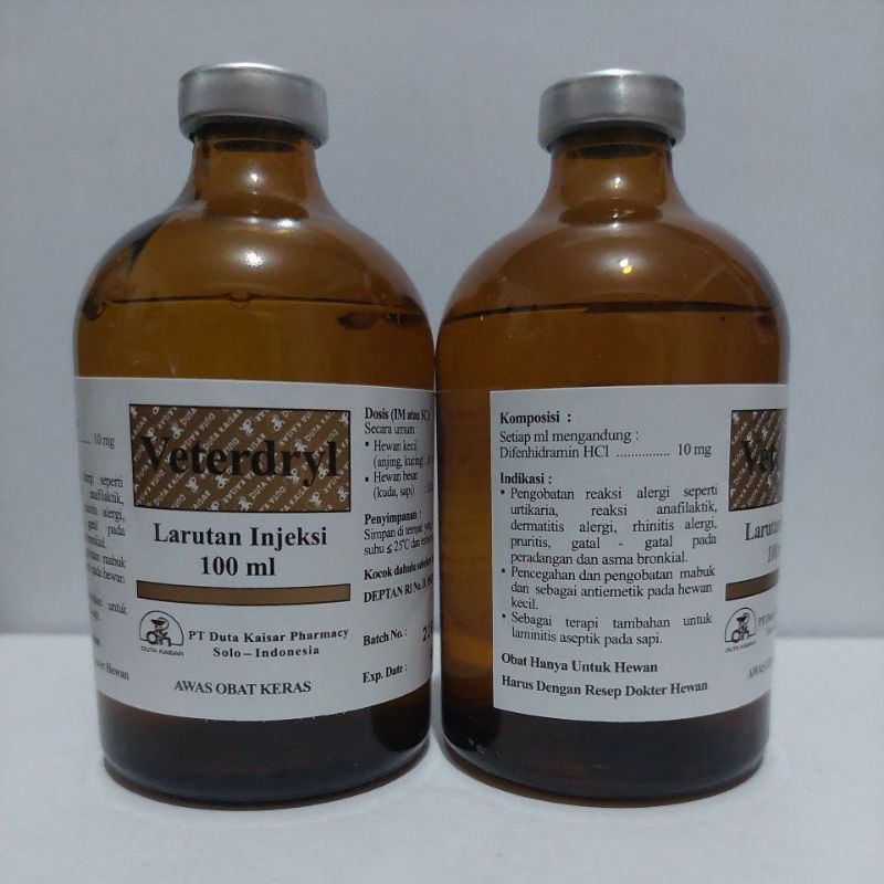 Jual VETERDRYL 100 ml Anti Difenhidramin hcl untuk Anti Alergi pada ...