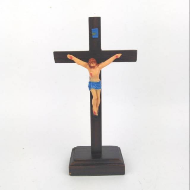Jual Salib Duduk Altar Meja Doa Ibadah Kayu Corpus Patung Yesus Kristus ...