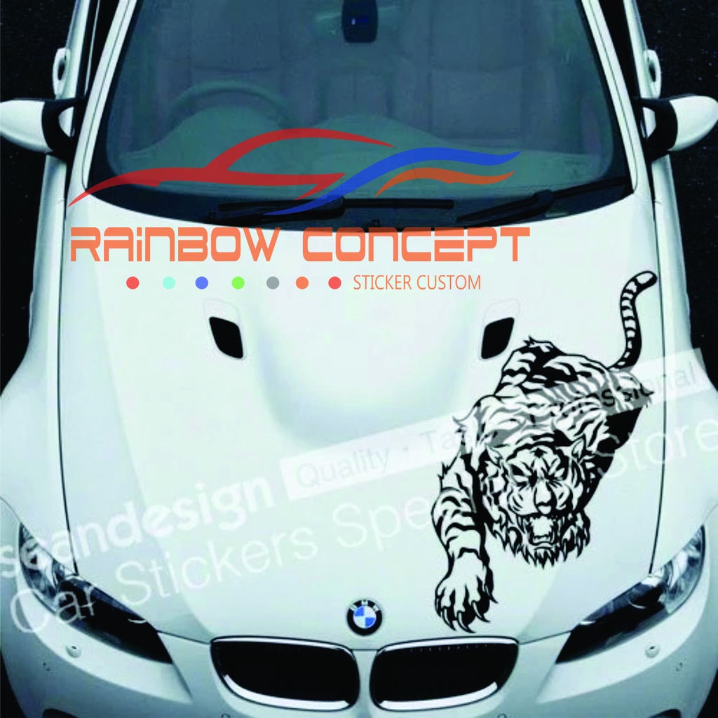 Jual sticker kap mesin mobil stiker terbaru harimau tribal ukuran ...