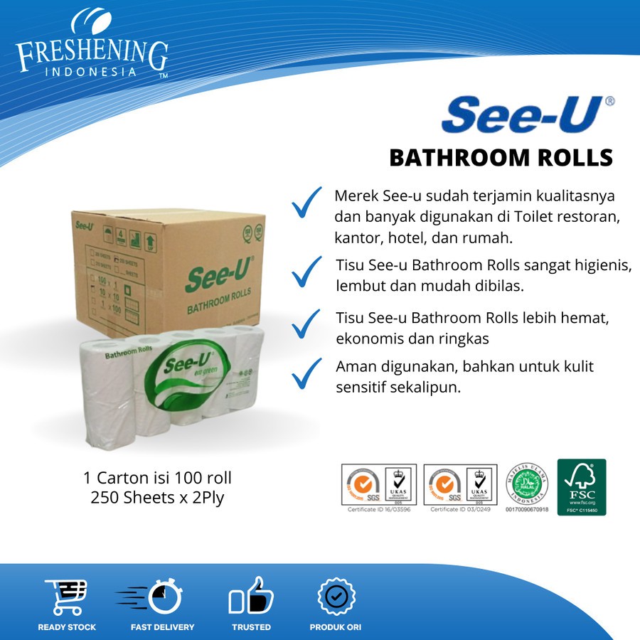 Jual Tisue Toilet Gulung /Bathroom Tissue Roll See-U 1 Pac isi 10 Roll ...