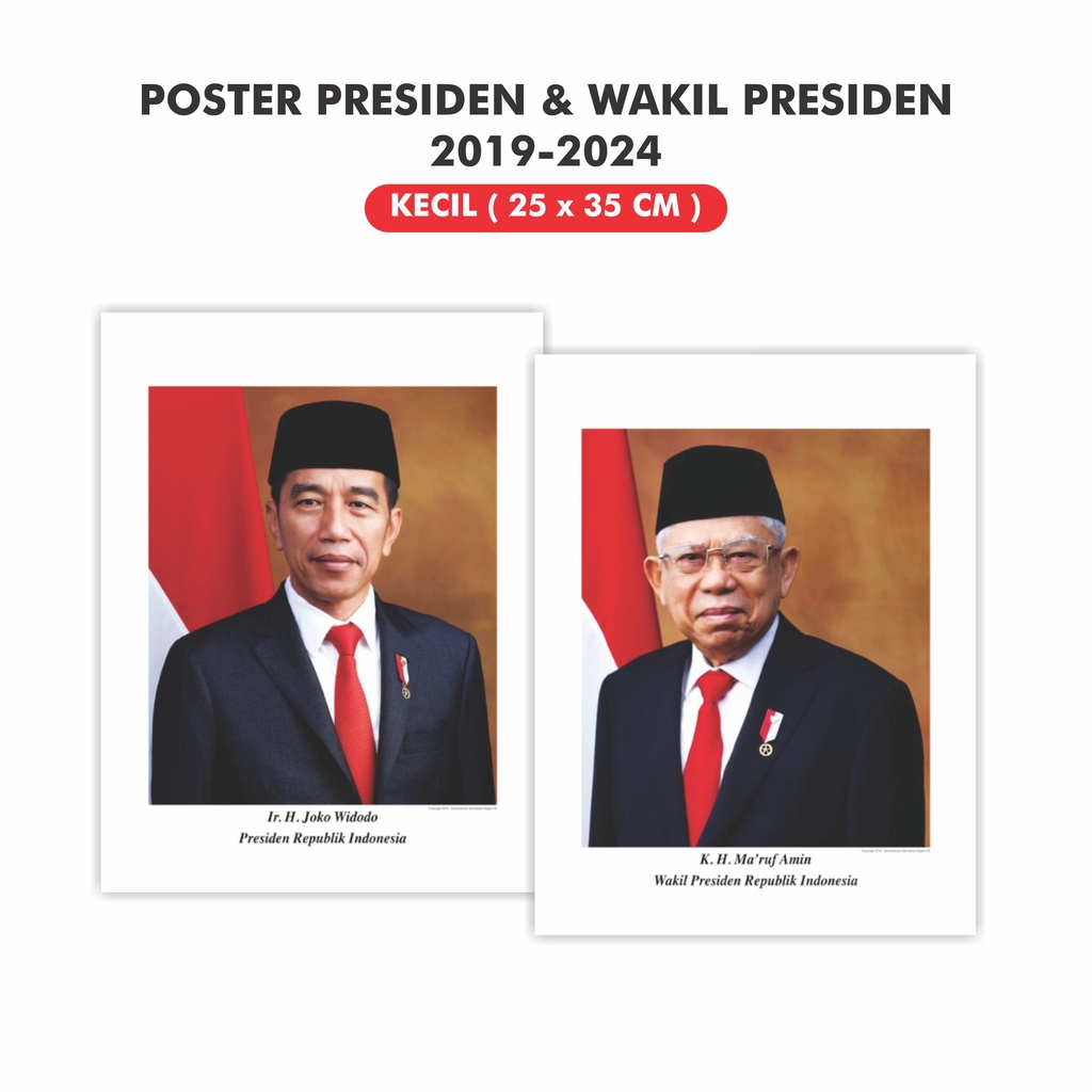 Jual Foto Presiden Dan Wakil Presiden RI 2019 - 2024 Jokowi Maruf Amin ...