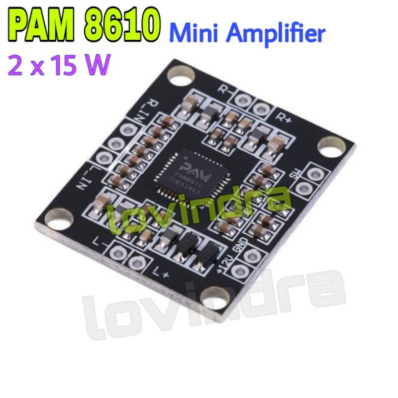 Jual PAM8610 Mini Amplifier Modul 12V 3A Stereo Dual Channel 2x15 watt ...