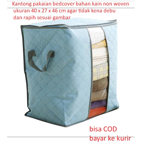 Jual Kantong pakaian bedcover bahan kain non woven ukuran 40 x 27 x 46 ...