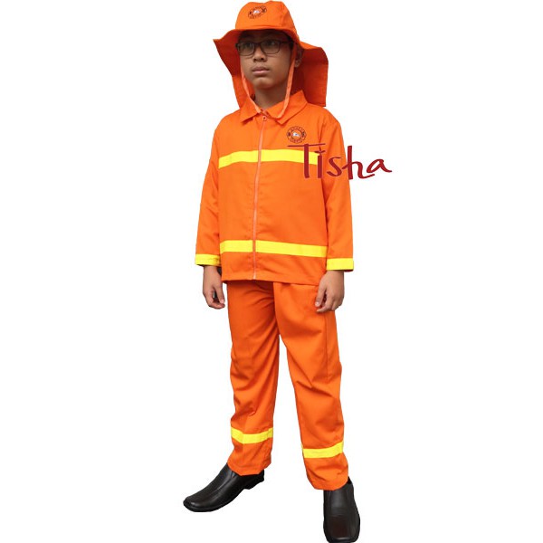 Jual Baju Damkar uk 5 (5-6 tahun) Kostum Pemadam Kebakaran Orange ...