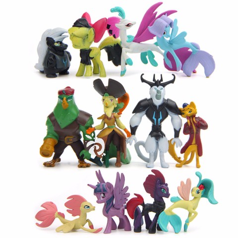 Little Poni and Friends Figure Set 12 Mainan Miniatur Hiasan Toppers ...