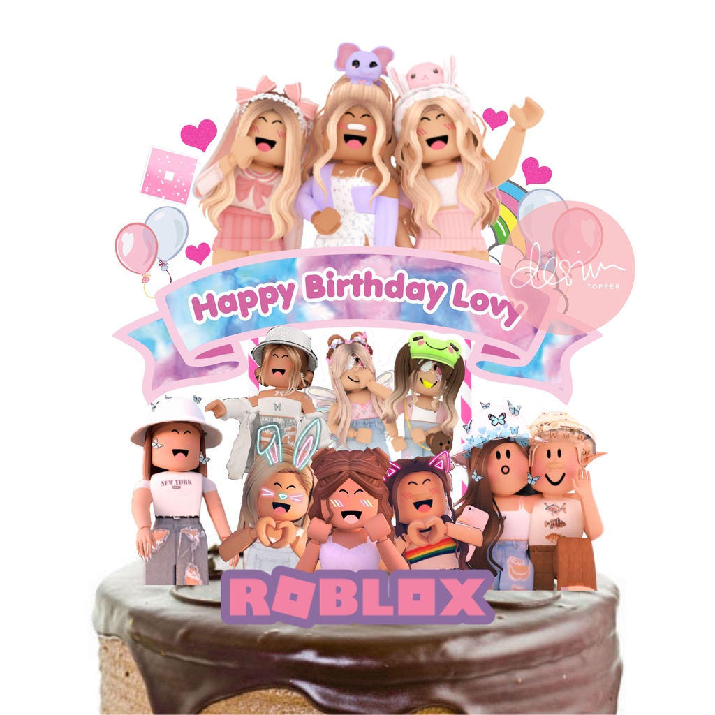 Jual Cake Topper Roblox Girl (Custom Nama & Umur) FREE PACKING DUS ...