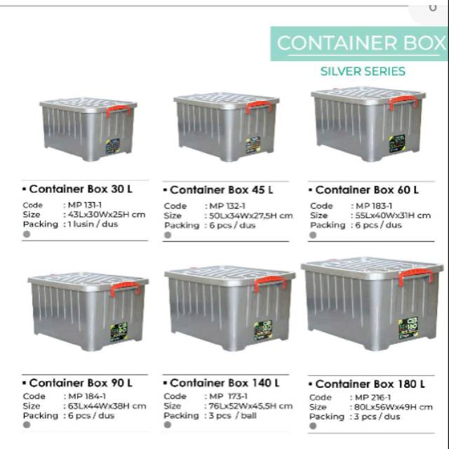 Jual Container box 180 liter silver dengan roda | Shopee Indonesia