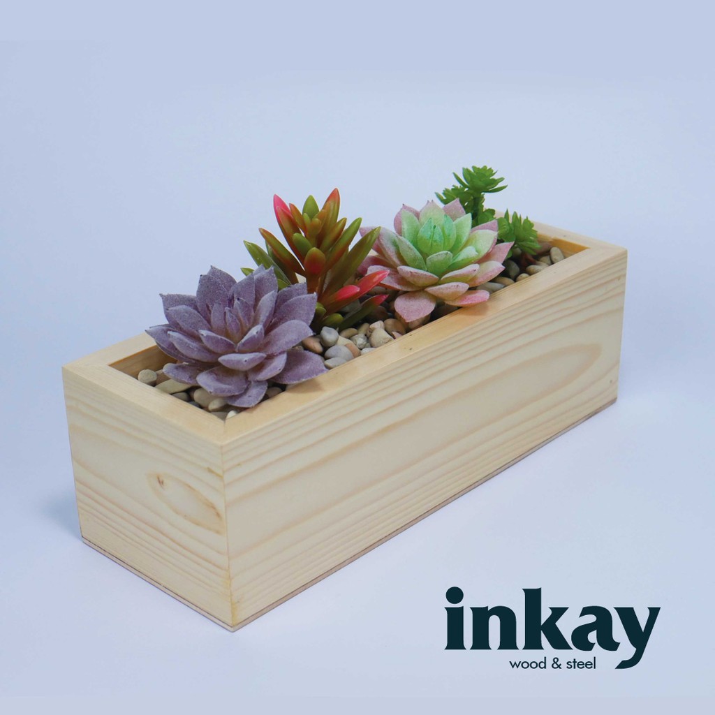 Pot Bunga Sukulen Kayu Kotak Panjang INKAY WVS7525 | Shopee Indonesia