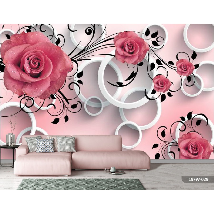 Jual Wallpaper Dinding 3D Custom Murah Berkualitas Gambar Motif Bunga ...