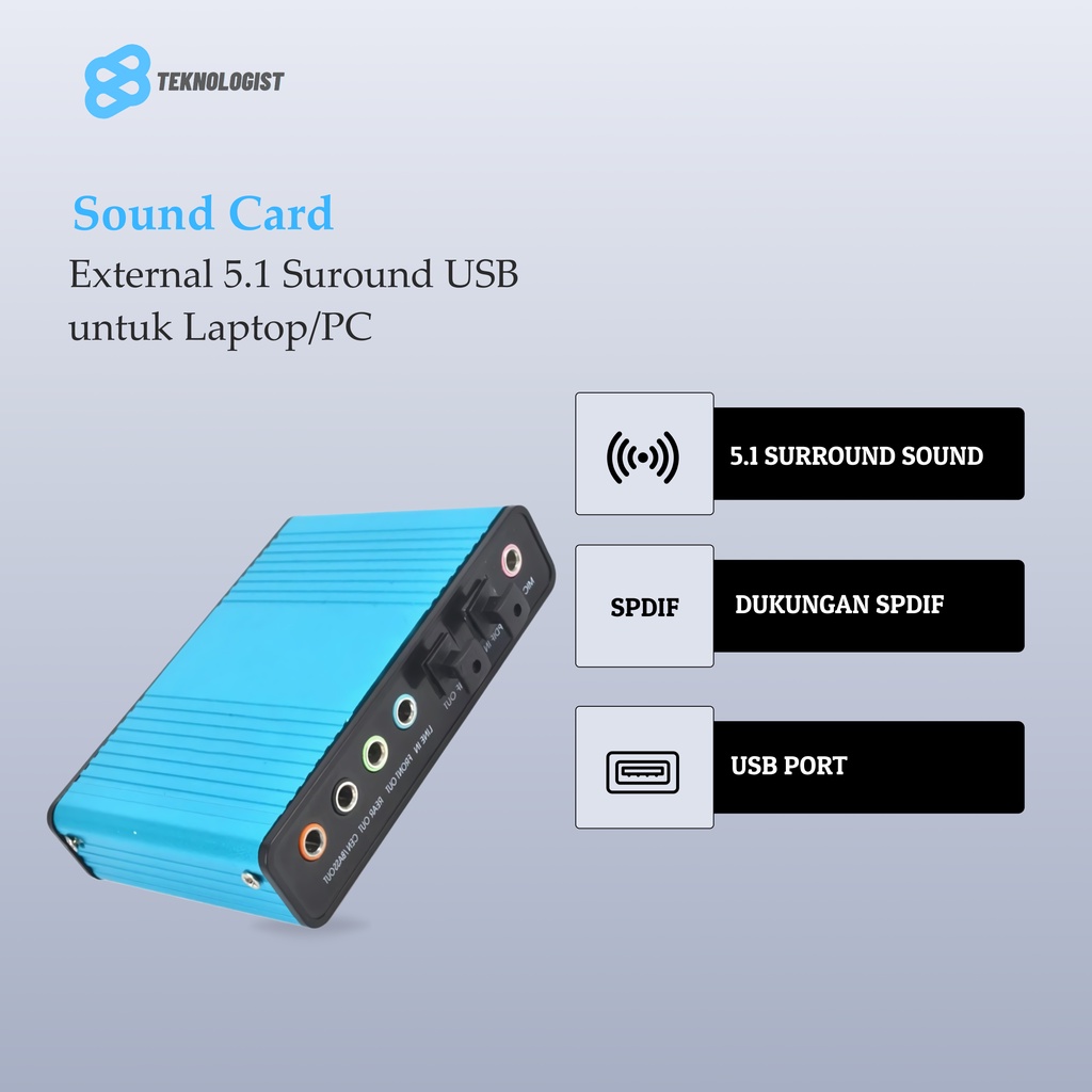 Jual Sound Card External 5.1 Suround USB untuk Laptop PC Soundcard ...