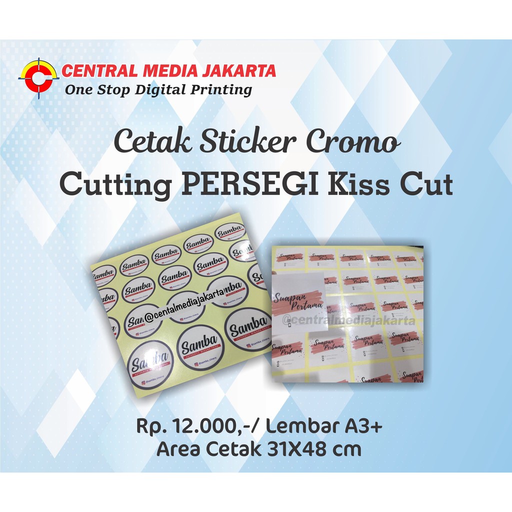 Cetak Sticker CROMO A3 + Cutting PERSEGI Kiss Cut Stiker Label Kemasan ...