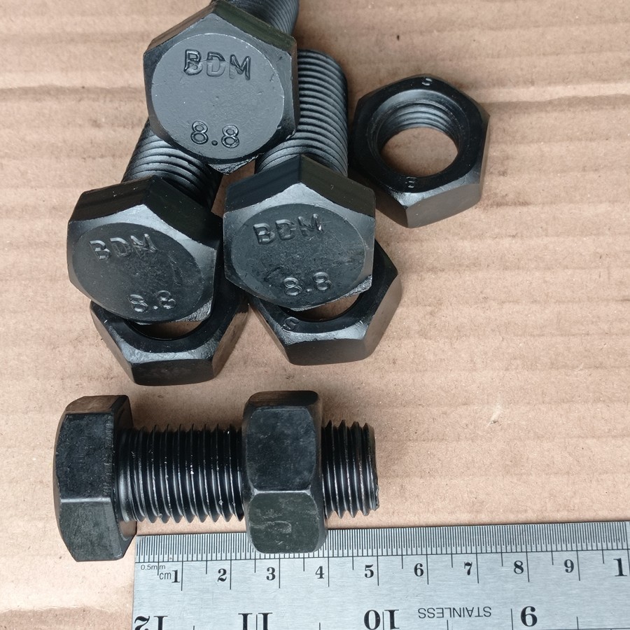 Jual BAUT BAJA M20 X 50 HTB GRADE 8.8 M20X50 FULL DRAT KUNCI 30 PANJANG 5CM 5 CM 50MM PITCH 2.5 ...