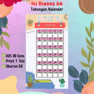 Jual Isi Binder A6 Saving Challenge / Tantangan Menabung ( Tabungan ...