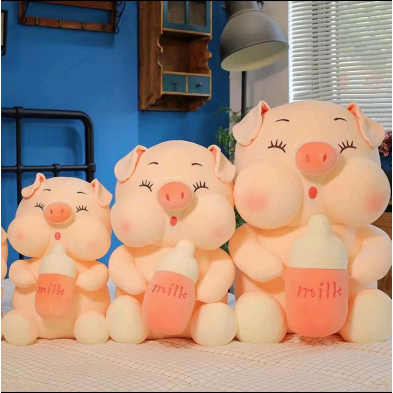Jual BONEKA BABI JUMBO 45 CM PIGGY MILK BOTTLE PIG PEGANG BOTOL SUSU ...