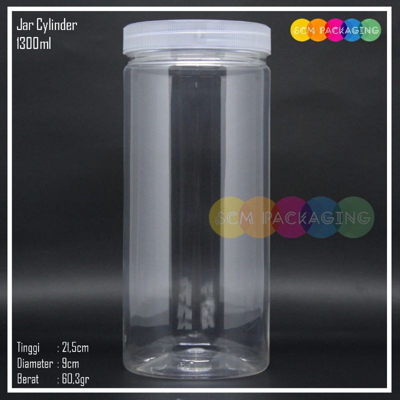 Jual Jar plastik cylinder 1300ml kemasan selai sambal puding cokelat ...