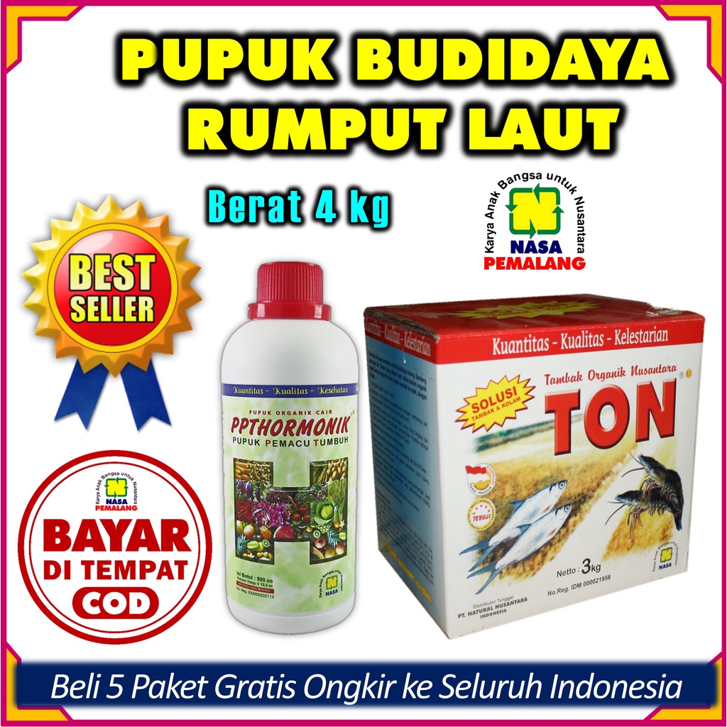 Jual PUPUK RUMPUT LAUT ORGANIK ORIGINAL NASA TON 5 KG HORMONIK 500 ML NASA PEMALANG | Shopee ...