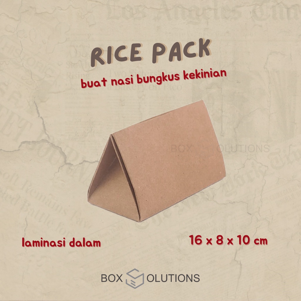 Jual rice pack / kertas nasi bungkus kekinian laminasi 16x10x8 cm - isi ...