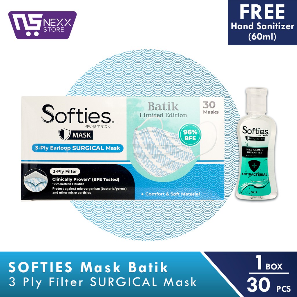 Jual SOFTIES Surgical Masks / 30 pcs ( BOX ) - BATIK Parang ( Free H.S ...