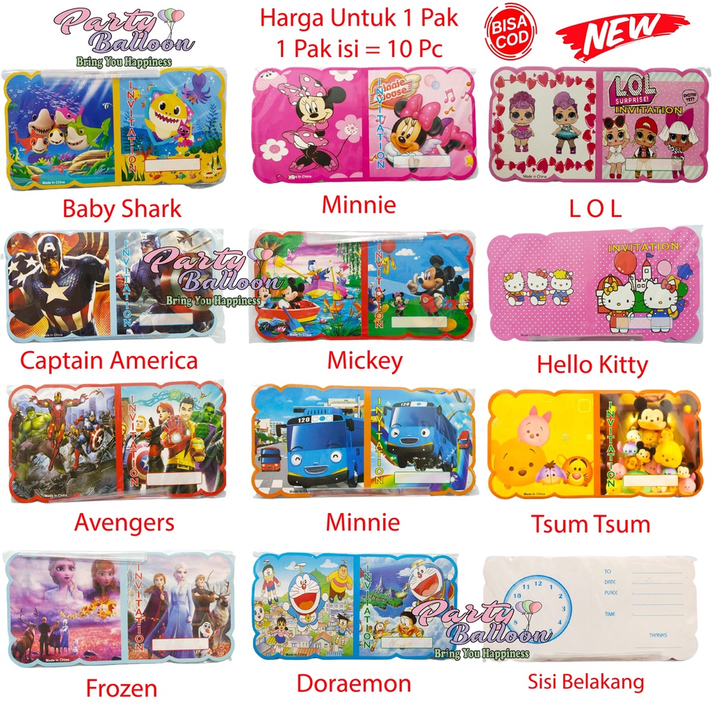 Jual Kartu Undangan Ulang tahun anak karakter BTS BT21 Animal Unicorn ...