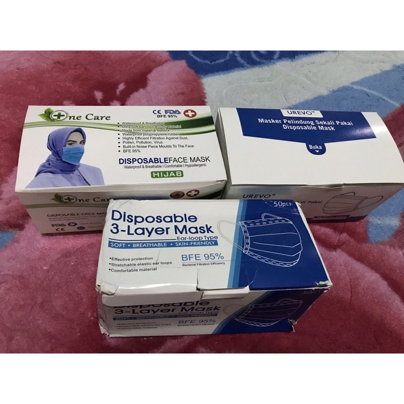 Jual Disposable mask Masker sekali pakai 1 dus isi 50lembar ready ...