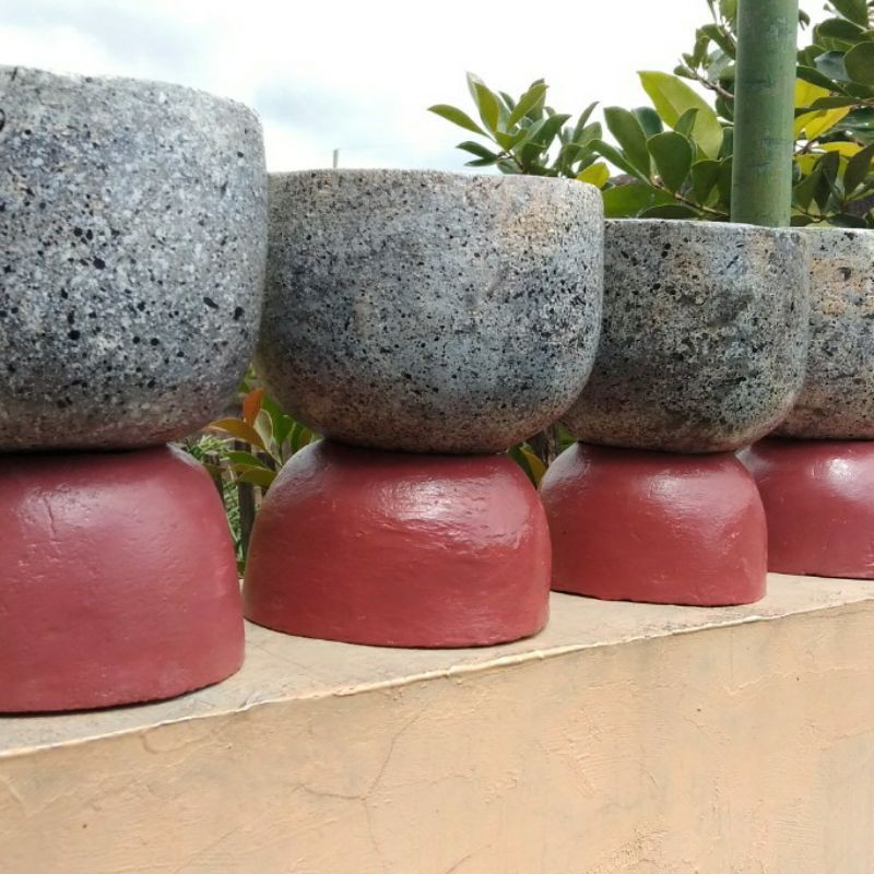 Jual Pot Minimalis Gentong Motif Batu Alam + Dudukan | Shopee Indonesia