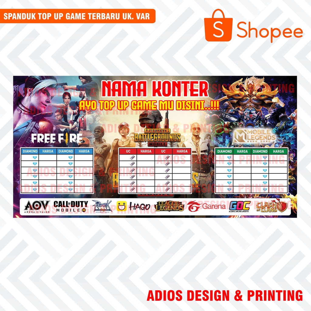 Jual BANNER GAME SPANDUK TOP UP GAME MODEL TERBARU | Shopee Indonesia